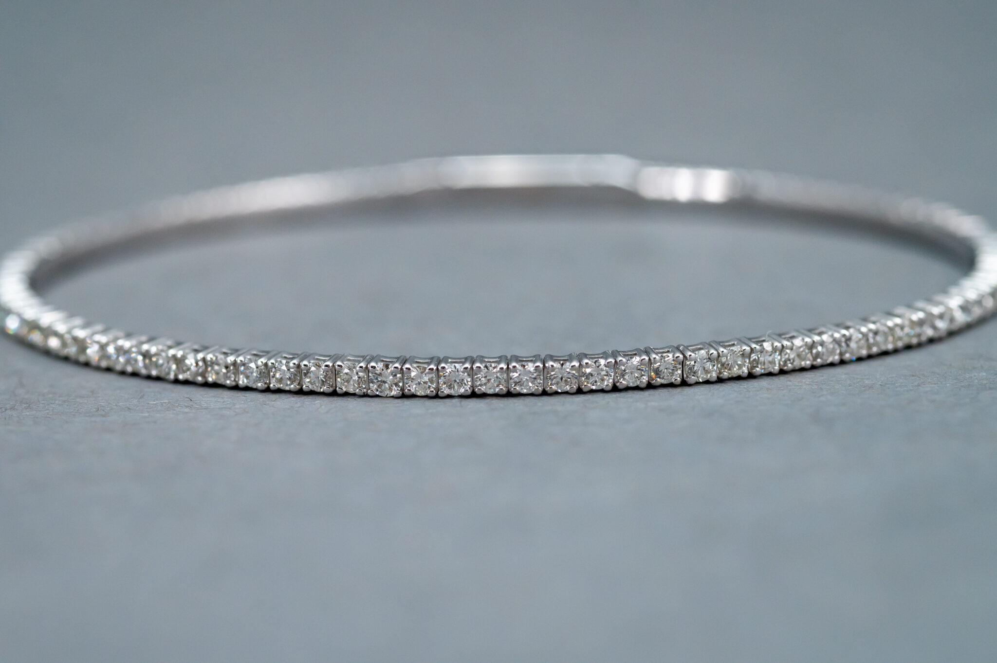 14K White Gold Diamond Flexible Bangle Bracelet - Fuenfer Jewelers